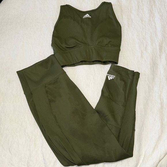 adidas | Pants & Jumpsuits | Prime Green Adidas Workout Set | Poshmark